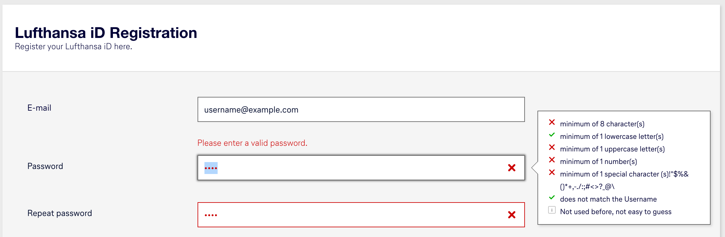 Lufthansa Dumb Password Rules